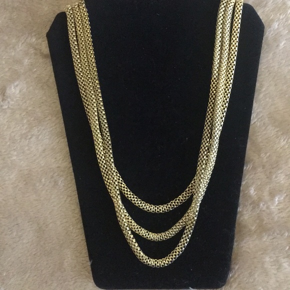 Avon | Jewelry | Avon Gold Tone Triple Strand Snake Chain Necklace ...